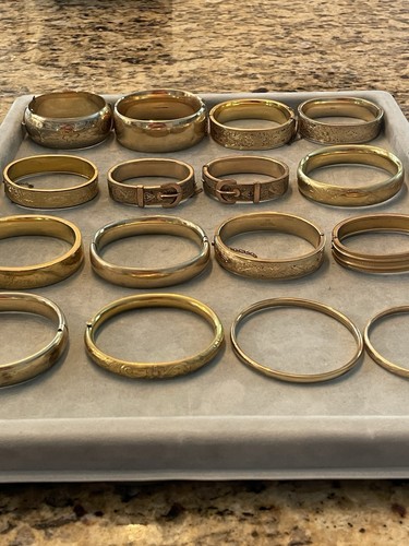 Lot of 16 Vintage & Antique Gold-Filled Bracelets & Bangles, 335 grams ...