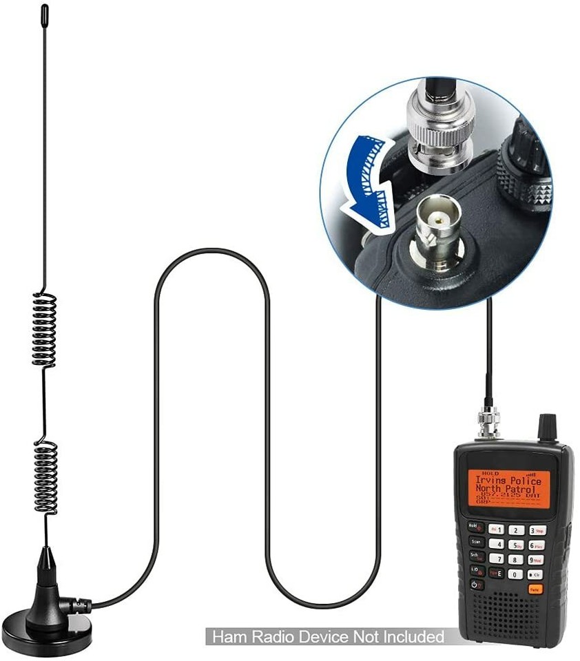 Scanner Radio Antenna Magnetic Base BNC Male VHF UHF Ham Two Way Radio ...