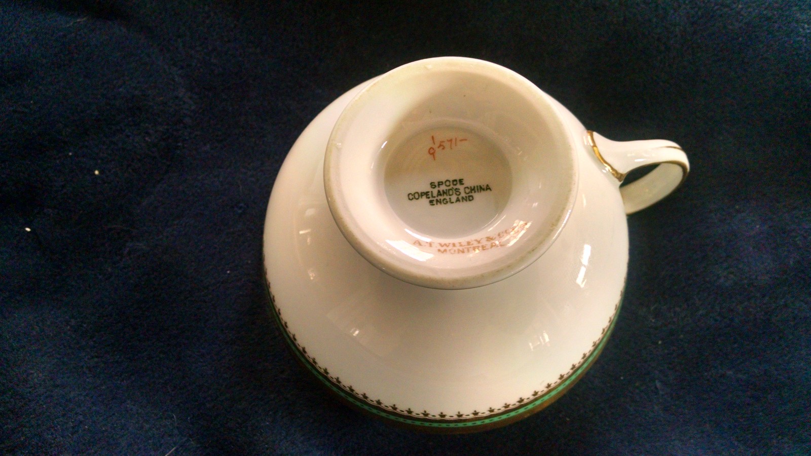 Unique Copeland's Spode pattern #9571 Green & Gold Cup & Saucer | eBay