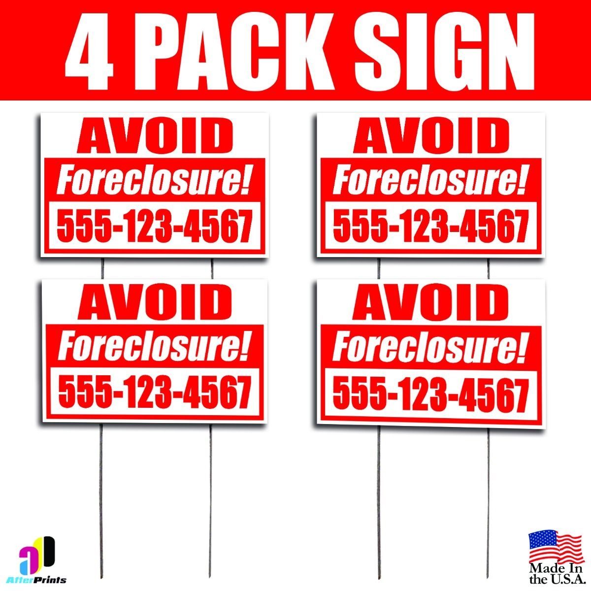 4X Avoid Foreclosure Yard Bandit Signs Your Phone Number Real Estate ...