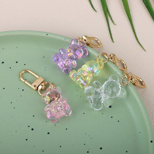 Cute Crystal Bear Keychain Kawaii Key Chain Accessories Pendant Couple ...