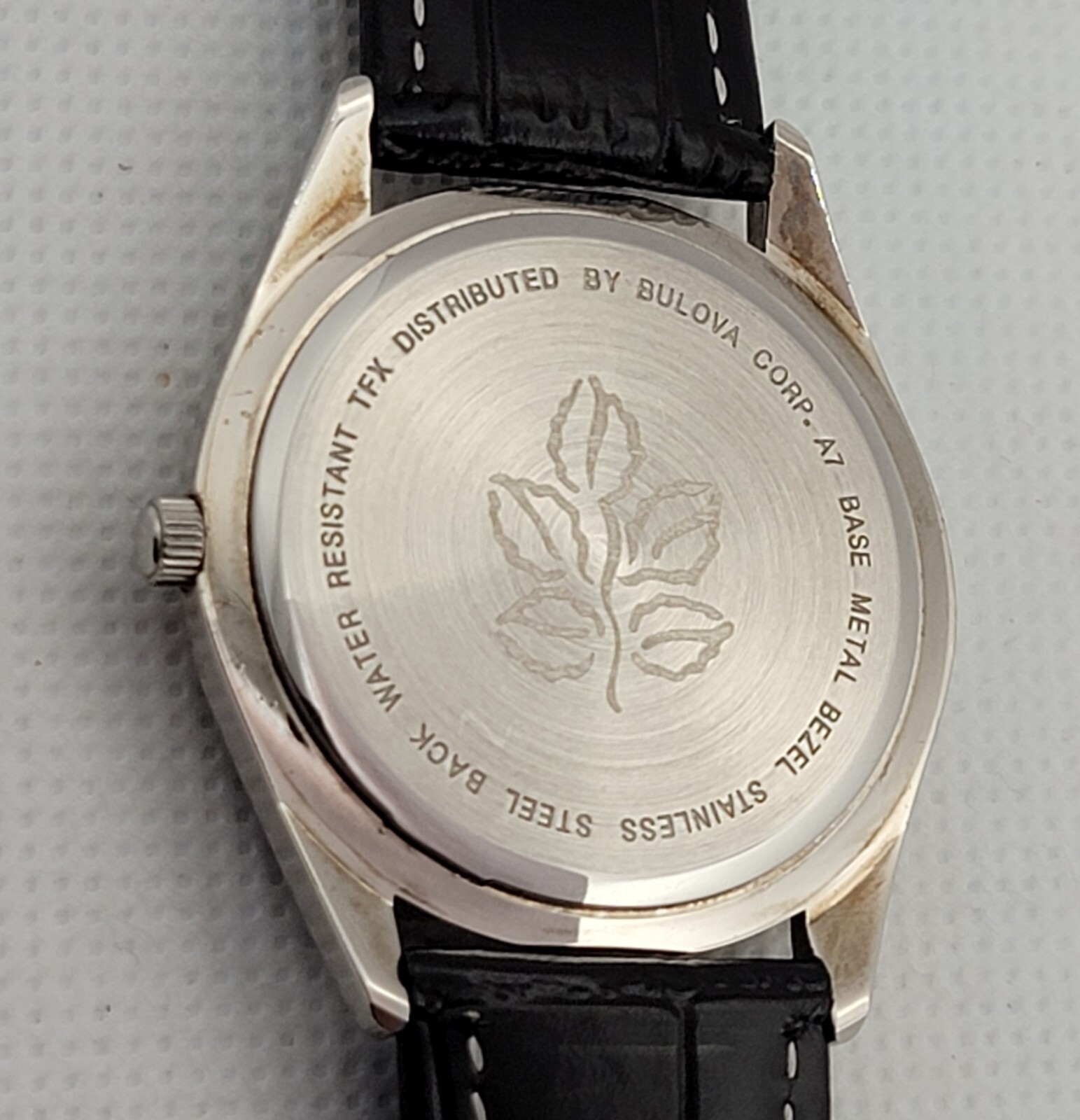 Mens TFX by Bulova Silver Tone Black Leather Band White Dial Date Watch ...