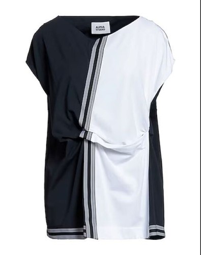 Women's Blue Cotton ALPHA STUDIO Art. T-shirt 95%Cotton 5%Elastane, cz ...