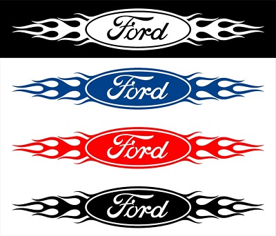 FORD flames sticker decal CAR UTE Windscreen 210mm x 35mm - RED/WHITE ...