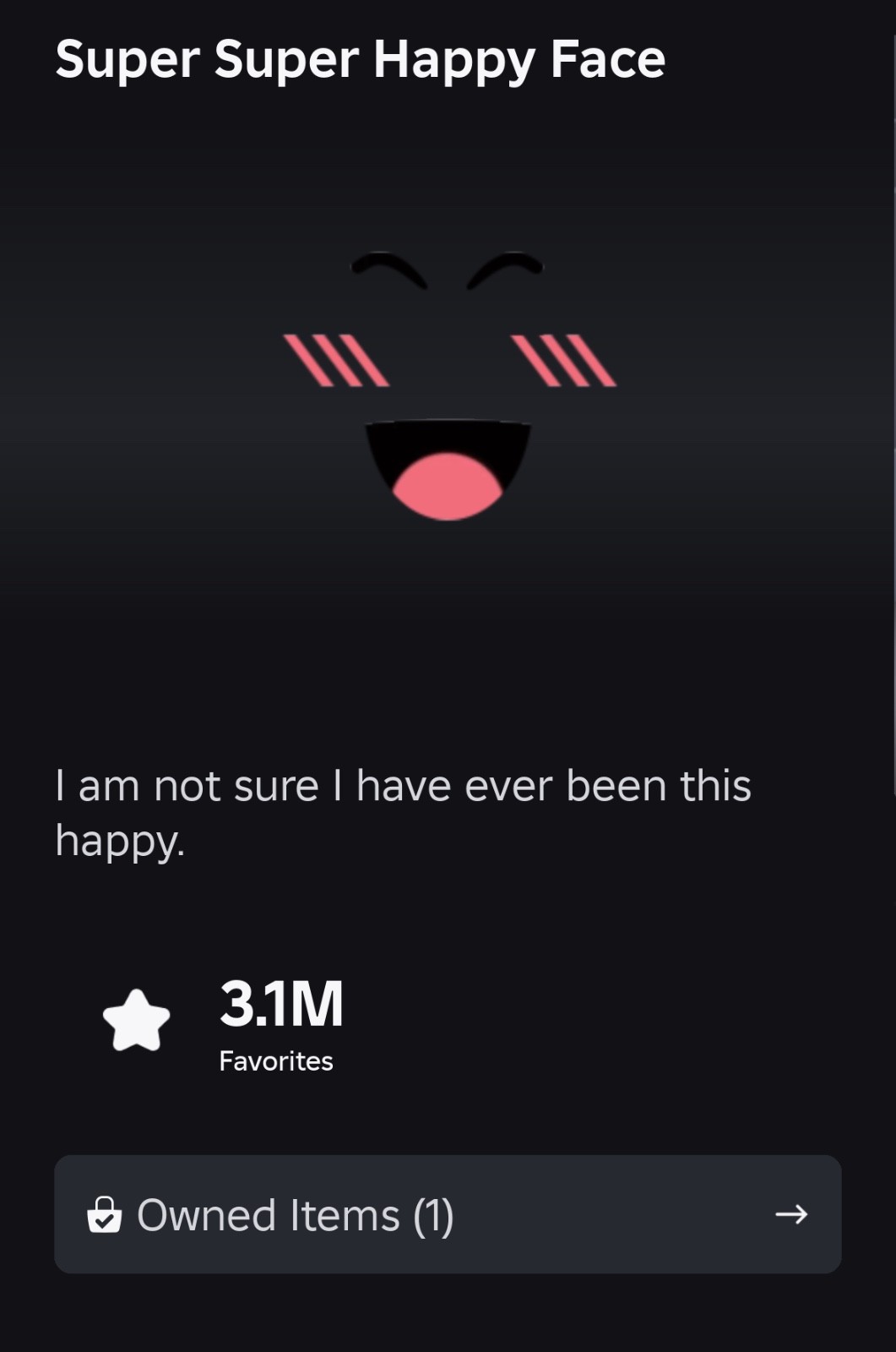 Roblox Limited Collectible – Super Super Happy Face (SSHF) | eBay UK