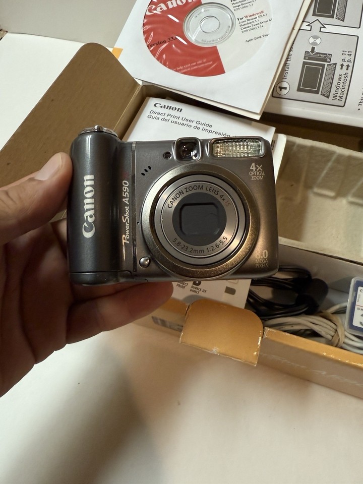 Canon PowerShot A590 IS 8.0MP Digital Camera Original Box Tested ...