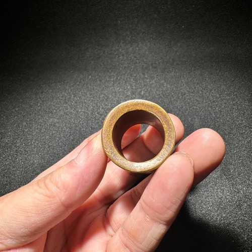Old Chinese Tibetan Buddhist Yellow Lima Copper Shuangxi 囍 Fingerstall ...