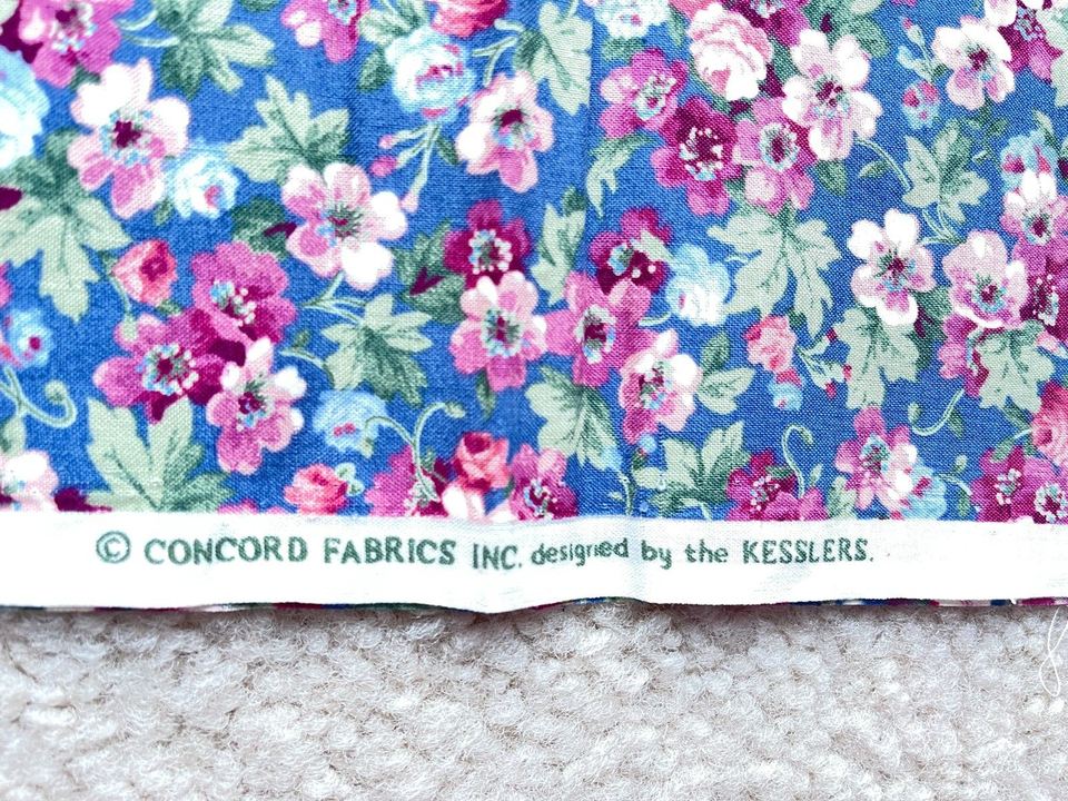 1 Yard Vintage Quilting Concord Fabrics The Kesslers Muted Pink Blue ...