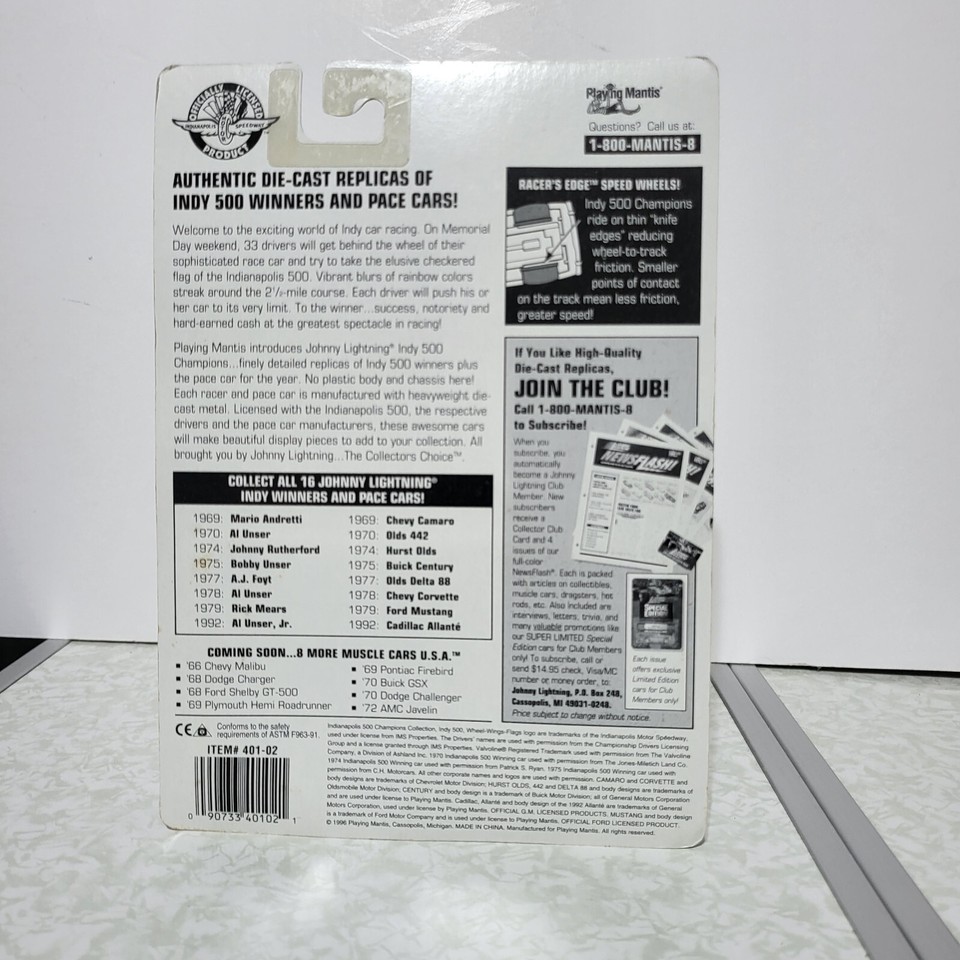 Johnny Lighting Limited Ed. Pace Car Indy 500 2 cars NOC 1978 winner | eBay