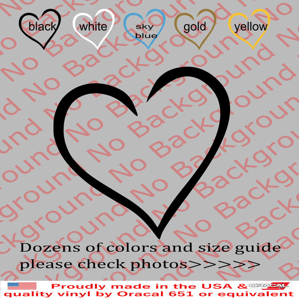 Outlined Heart Shape Vinyl Decal Die Cut Sticker for Valentines Lovers ...