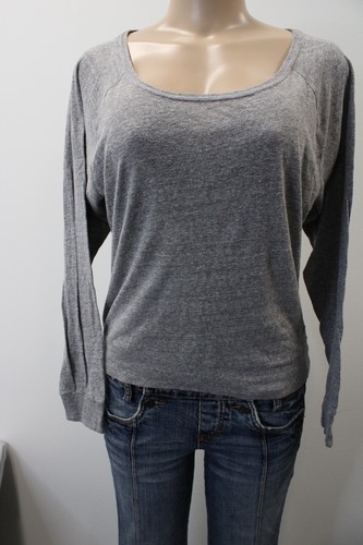 Victorias Secret Pink Womens Heather Gray Tri Blend Long Sleeve Blouse ...