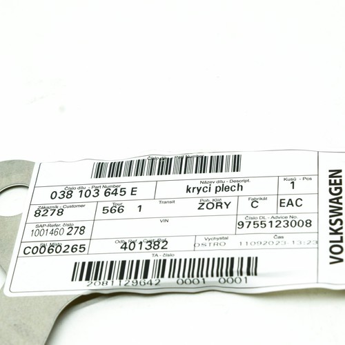 New AUDI TT 8J Manual Gearbox Cover Plate 038103645E | eBay