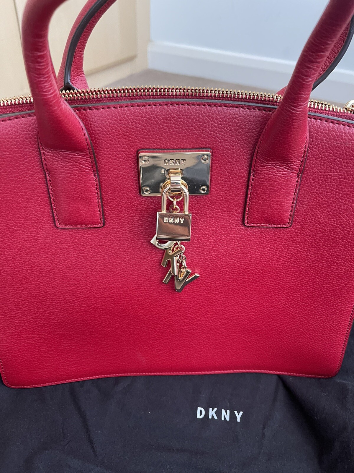 DKNY RED GENUINE LEATHER RED DOME CROSSBODY BAG | eBay