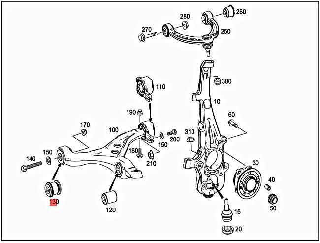 Mercedes-Benz+1663330200+Genuine+OEM+Lower+CNTRL+Arm+Outer+Bushing for ...