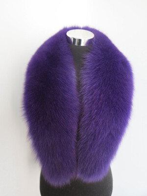 100% Real fox fur collar/wrap/scarf violet women jacket collar 100*17 ...
