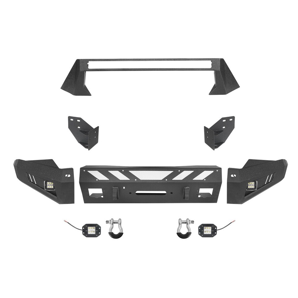 Winch Plate Front Rear Bumper w/ LED Lights Fit Toyota Tacoma 2016-2023 ...