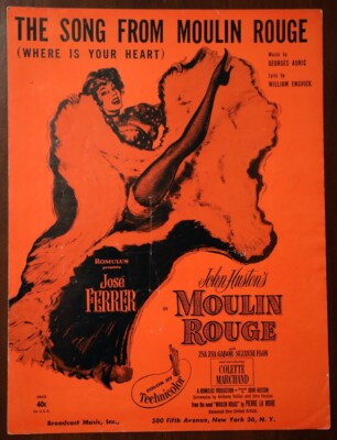 The Song from MOULIN ROUGE (Where Is Your Heart) 1953 Sheet Music ZSA ...