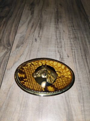 Beaver Buckle Co Handcrafted Gold Toned Horse Equine Resin Belt Buckle ...