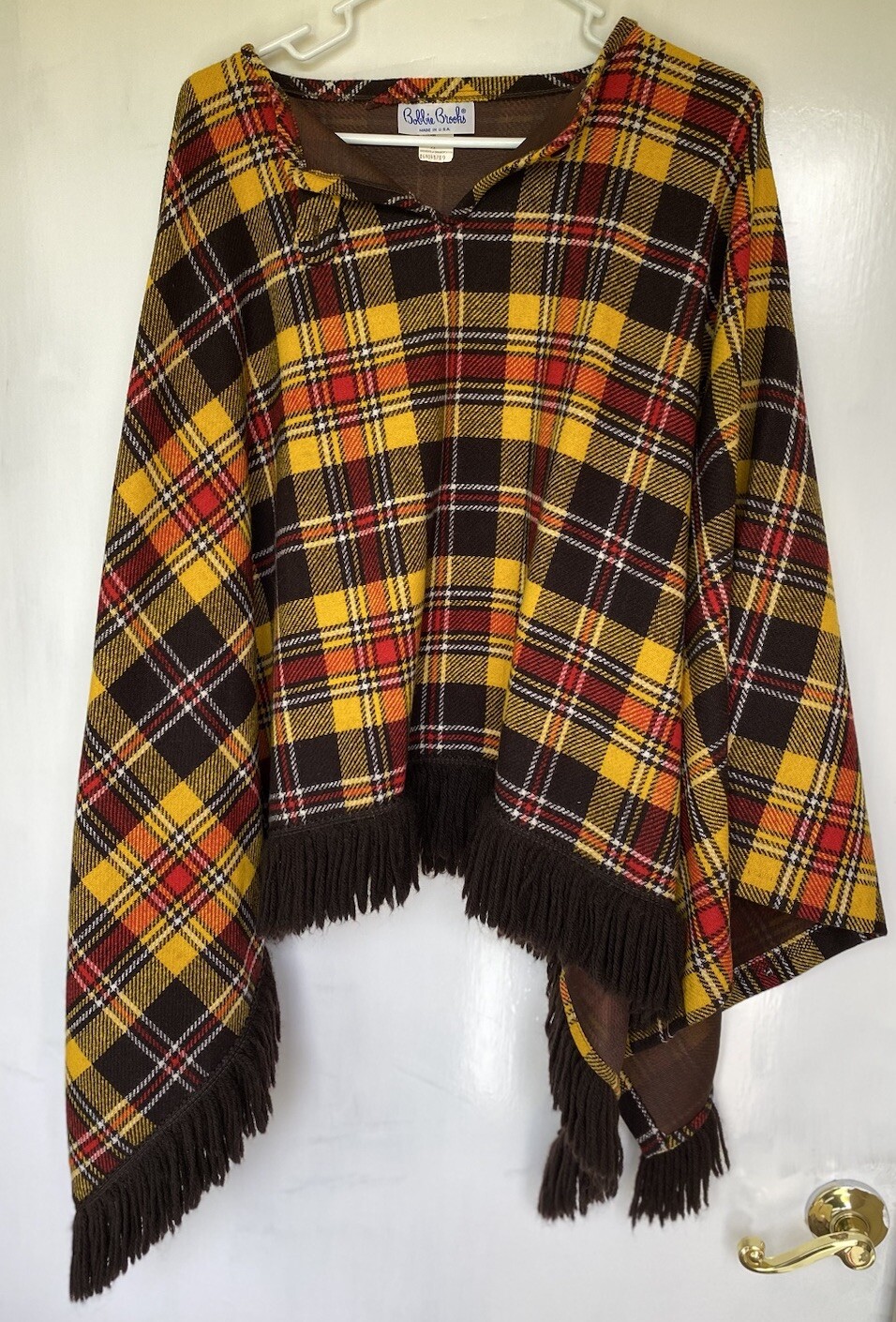 Vtg BOBBIE BROOKS Buchanon Modern Plaid Wool Fringe C… - Gem