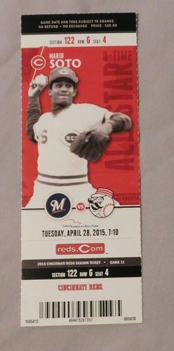 2015 Cincinnati Reds Ticket Stub Pick One - unused Season Ticket | eBay
