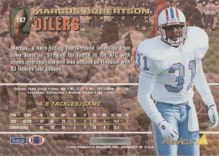 1994 Pinnacle Marcus Robertson #187 for sale | eBay
