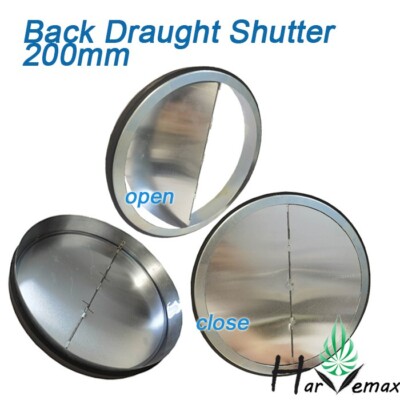 Back Draught Shutter 8'' / 200mm Hydroponic Air Exhaust Ducting Closer ...