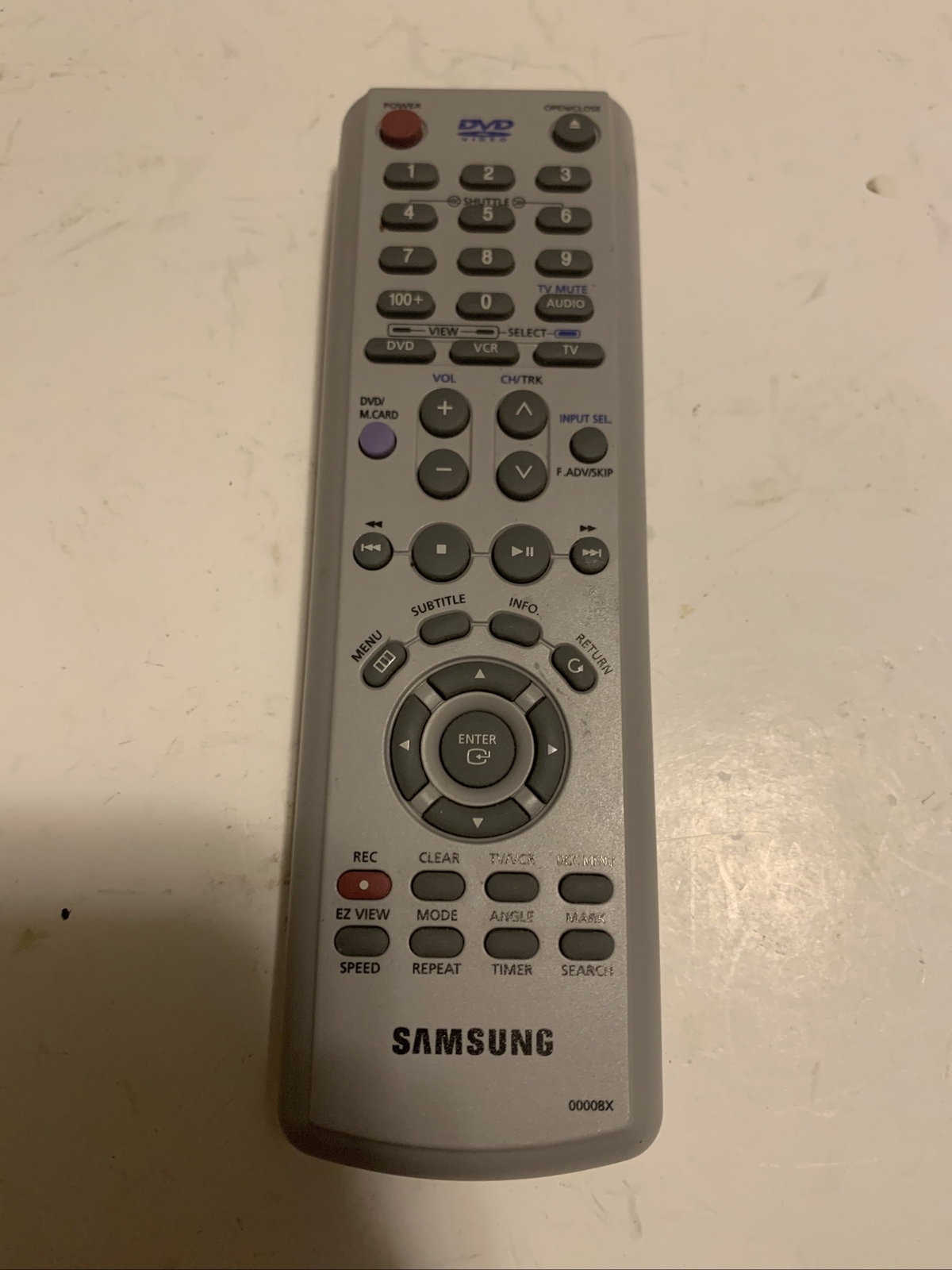 SAMSUNG DVD/VCR REMOTE CONTROL 00008X DVD-V4800 V4800/XAA V8500 V8600 ...