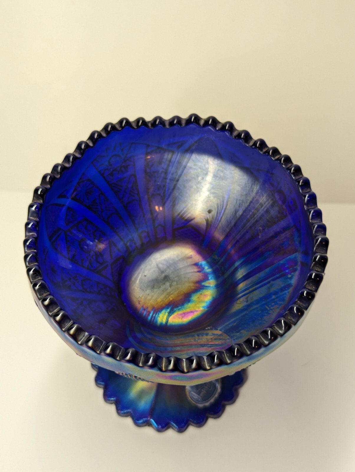 VINTAGE IMPERIAL GLASS COBALT BLUE 5" FOOTED COMPOTE AURORA JEWELS ...