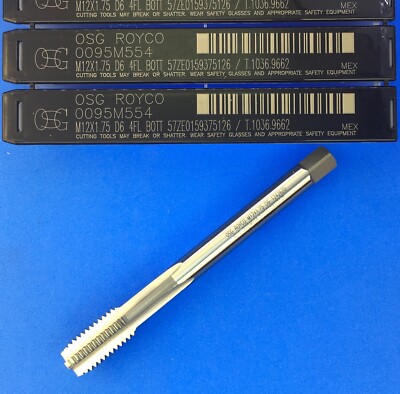one OSG ROYCO M12 X 1.75 D6 4 Flute Bottom Tap; HSS VC-10🎯Machinist | eBay