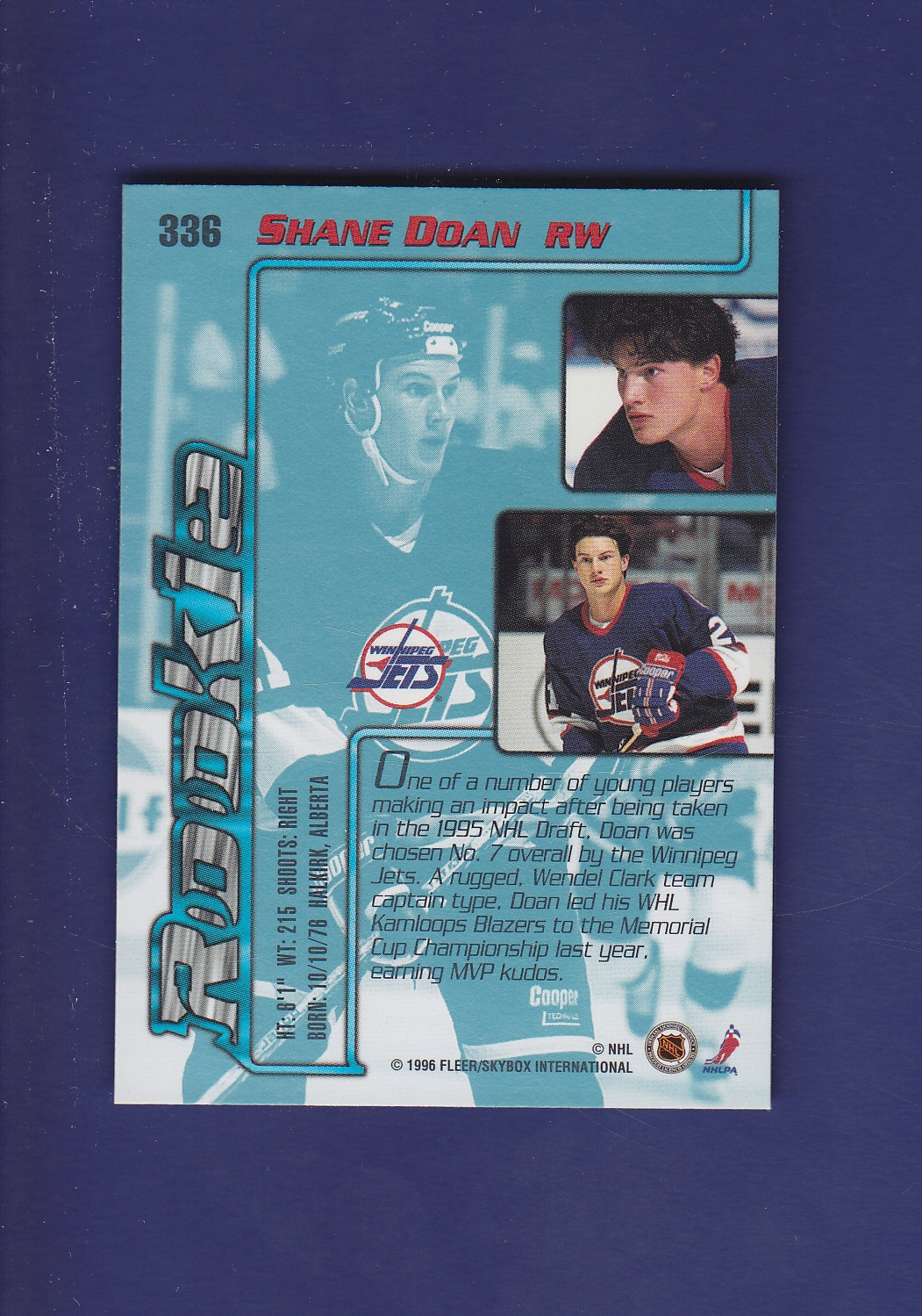 Shane Doan RC 1995-96 Fleer Ultra Extra Hockey Rookie #336 (MINT ...
