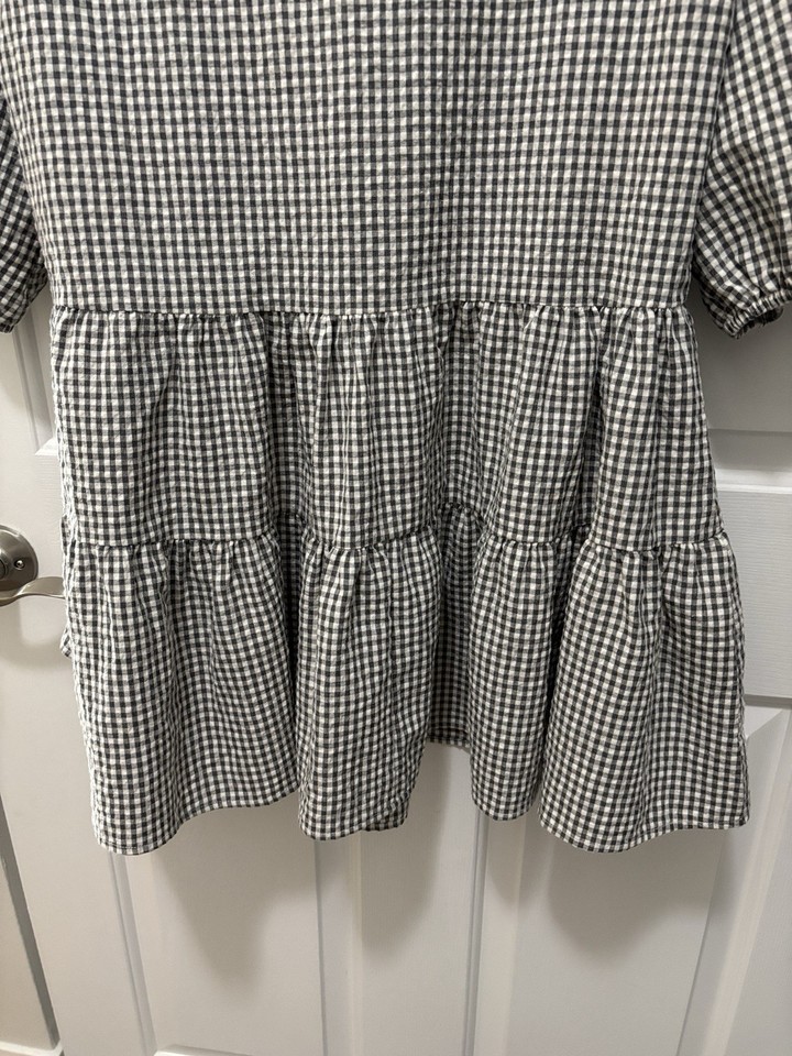 Petal And Pup Daria Mini Dress Womens S/M Gingham Check Black White ...