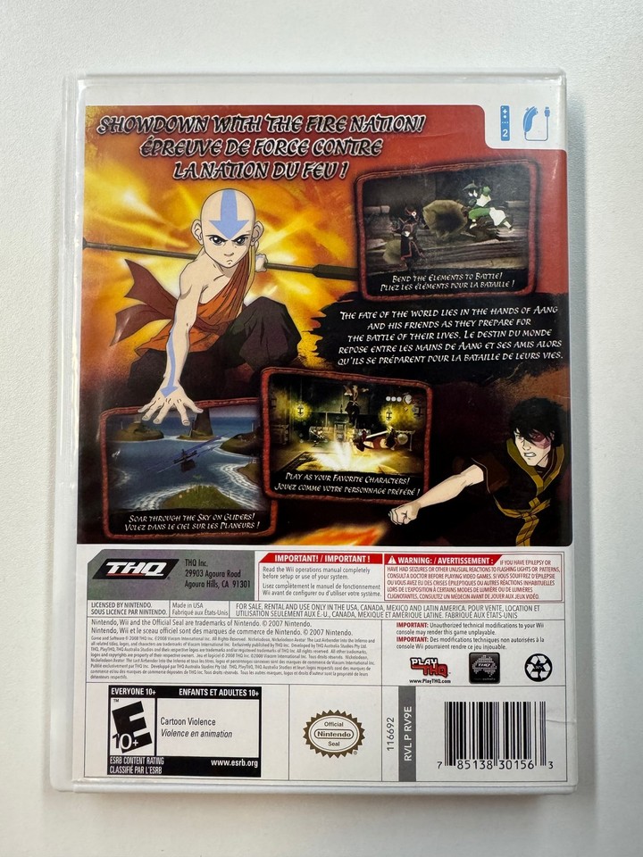 Avatar The Last Airbender Into the Inferno 2007 Nintendo Wii Complete ...