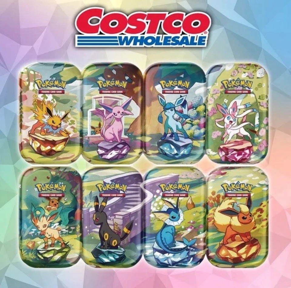 Pokemon Prismatic Evolutions 8 Mini-Tins w Promo Cards Costco 2-pack ...