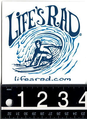 Life's Rad Sticker 4 in Square Blue/White Surfing Decal | eBay