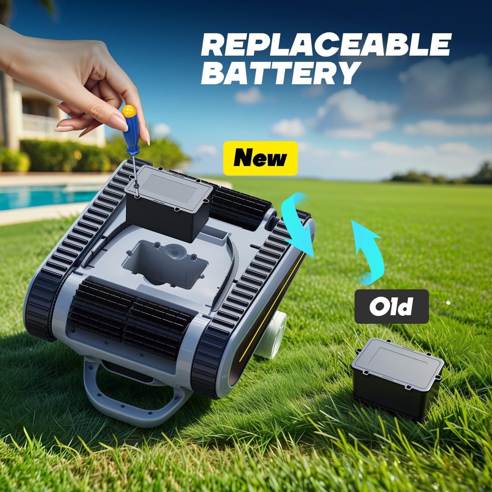 2025 Cordless Robotic Pool Cleaner for Inground Pools Automatic Wall ...