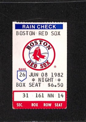 JUNE 8, 1982 NEW YORK YANKEES @ BOSTON RED SOX TICKET STUB | eBay
