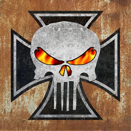ProSticker 766 (One) 5" Rat Rod Iron Cross Skull Decal Sticker Parts ...