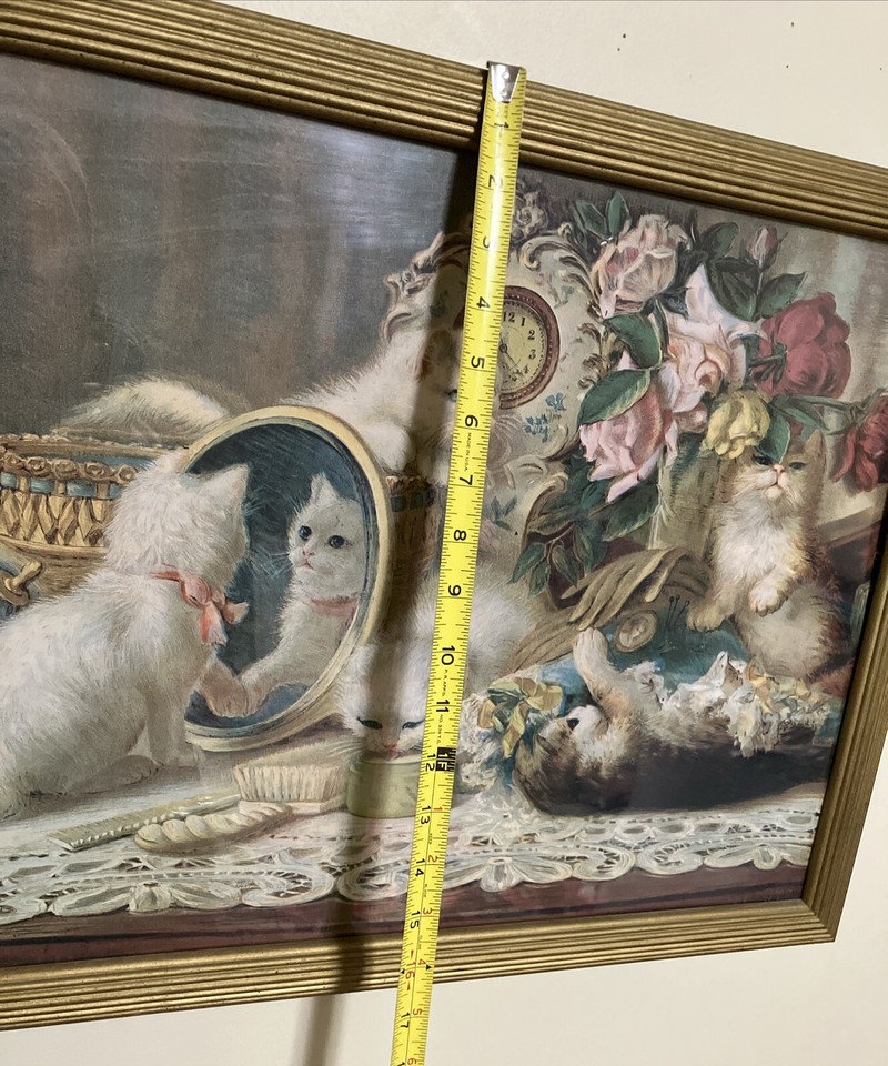 Antique VICTORIAN Cat Picture "The Five Senses" Victorian ...