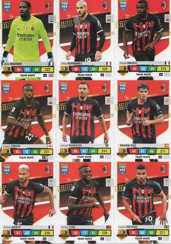 Panini Fifa 365 2023 all 9x Team Mates cards AC Milan AC Mailand Rafael ...
