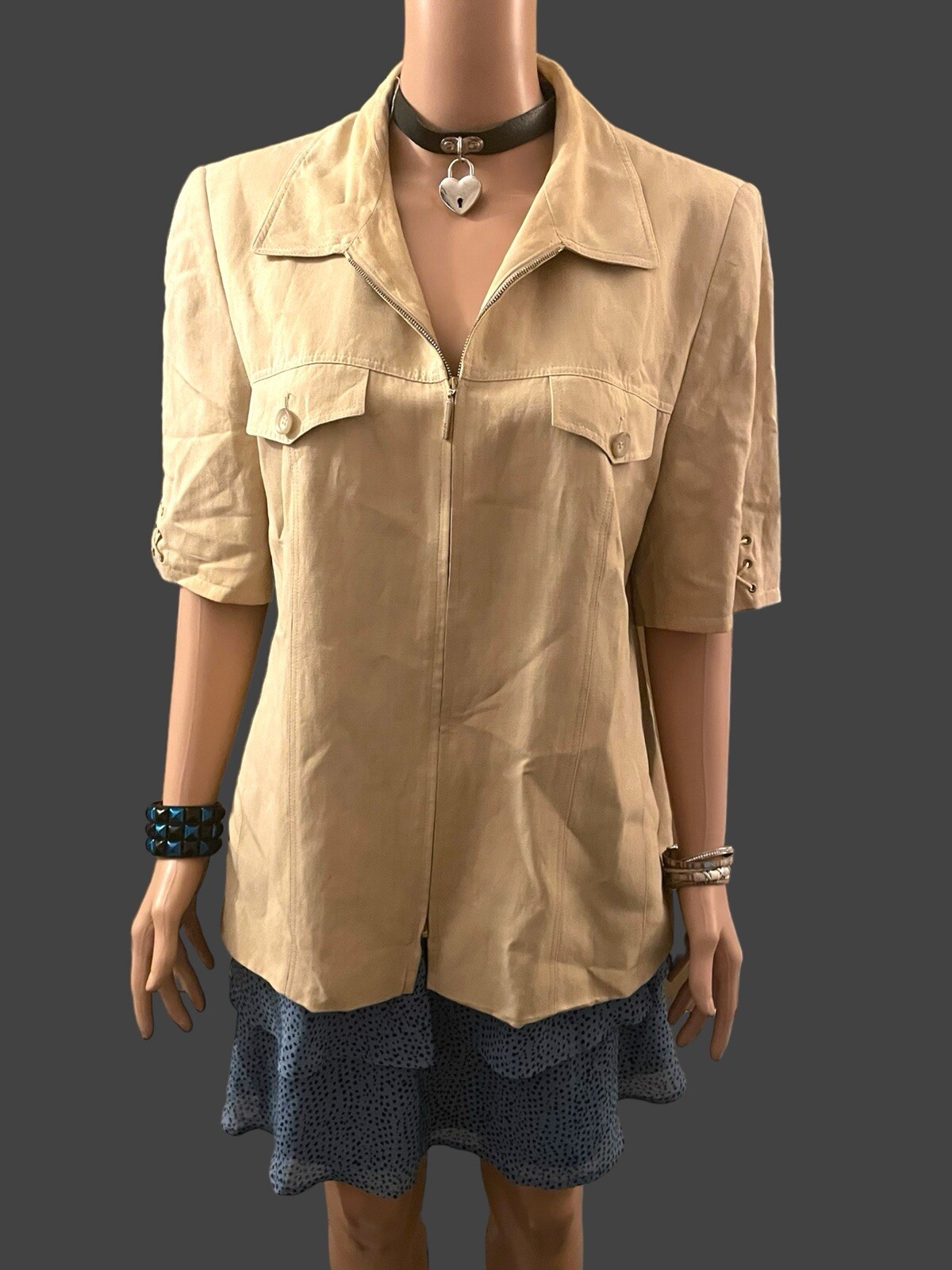 Vintage Safari Jacket 1980s Horst Basler Jacket Zip F… - Gem