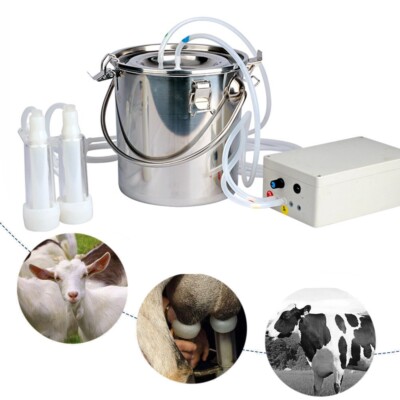 Electric Sheep Goat Cow Milker Vacuum Impulse Pump Dual Head Milking ...