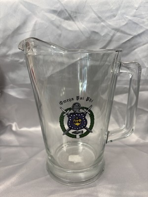 Omega Psi Phi 60 oz Beer Soda Pop Pitcher, Leaded Glass, NEW, LICENSED ...