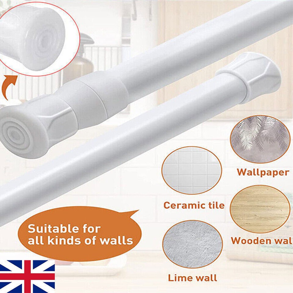 Net Curtain Tension Rod Pole Rods Rail Extendable Voile Spring Loaded ...