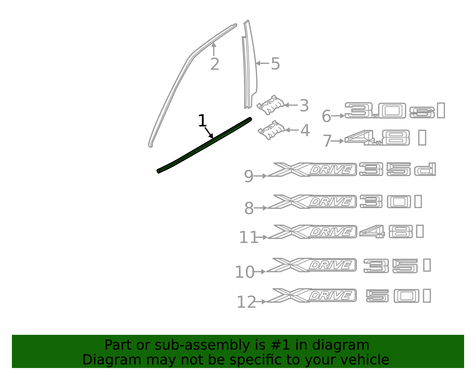 BMW OEM 51137158534 Front Door Body Side Molding for sale online | eBay
