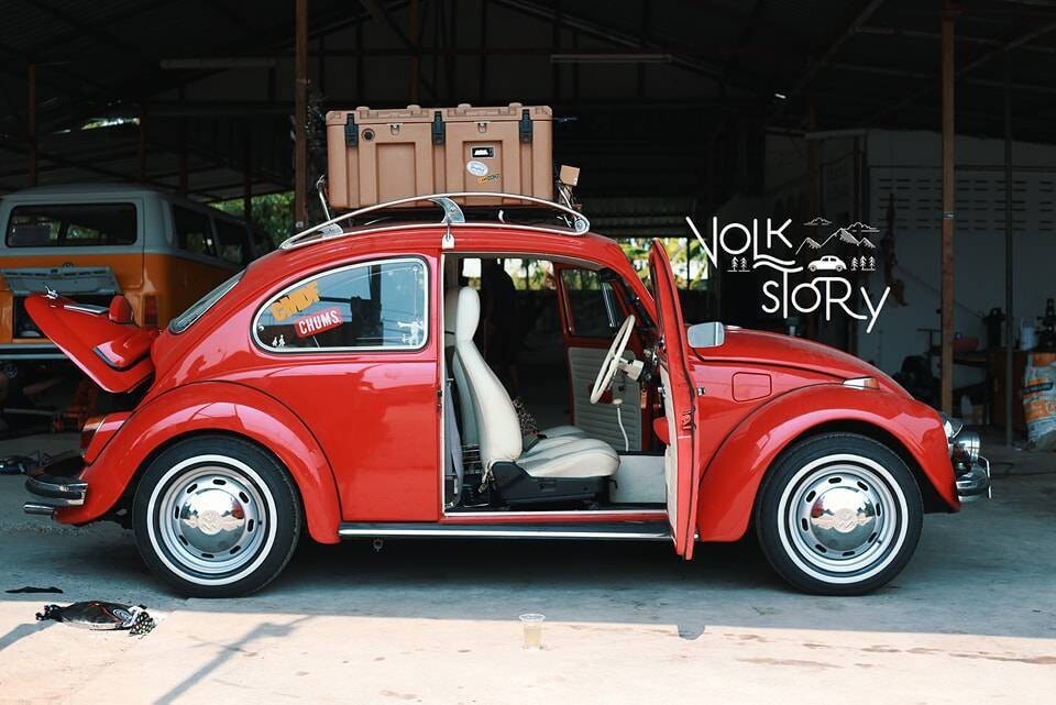 Vintage airstreme tear drop volkswagen Beetle Roof Rack wood slats ...