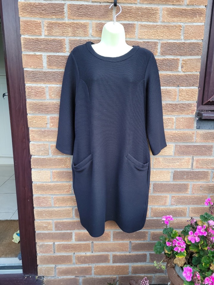 Roman Shift Dress Women's Size 16. Black Ribbed Texture. | eBay UK
