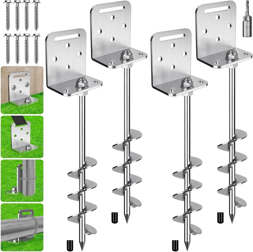2/4/ Pack 24" Ground Anchors Screw in Shed Earth Anchor Stakes Set with ...