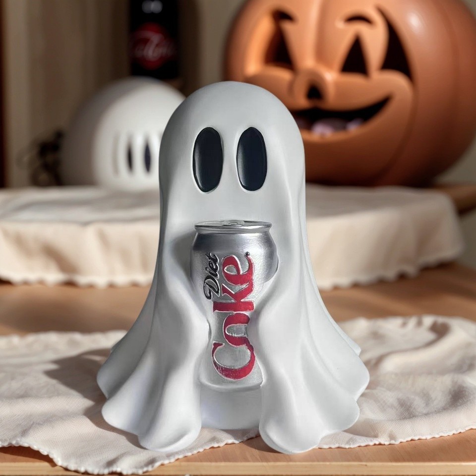New COCA-COLA Ghost Figurine Holding Diet Coke Can Halloween No drinks ...