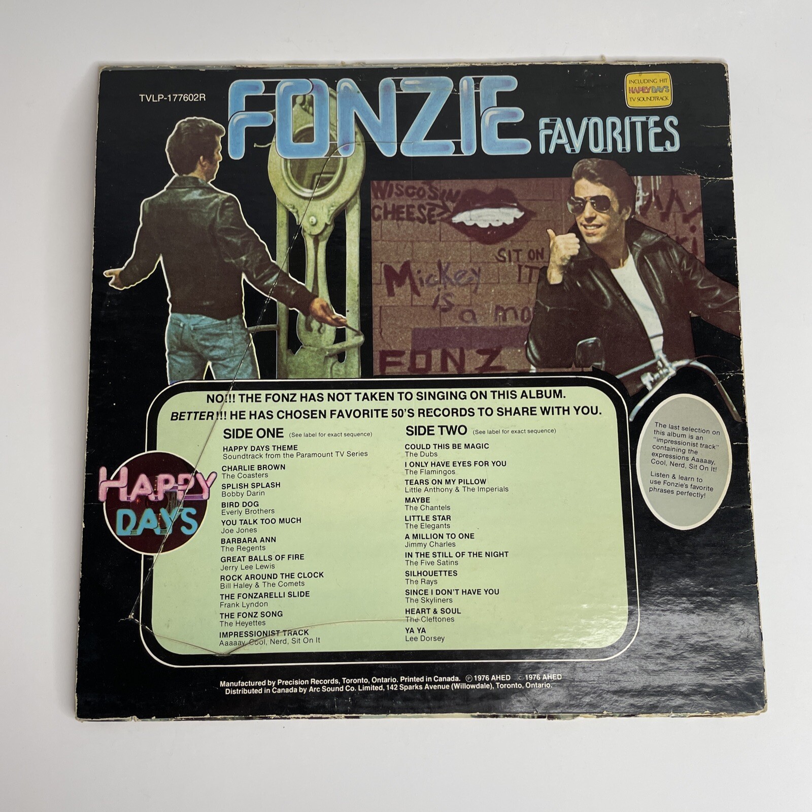 Happy Days, Fonzie Favorites (LP Record, 33rpm, 12", 1976) Fonz, Canada ...