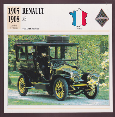 1905-1908 Renault XB France Car Photo Spec Sheet Info French Card 1906 ...